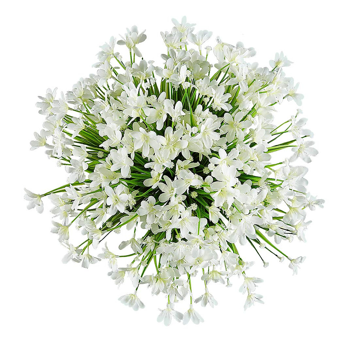HAPLIA 8 Bundles Artificial Daffodils Flowers, Fake Artificial Greenery UV Resistant No Fade Faux Plastic Plants for Wedding Bridle Bouquet Indoor Outdoor Home Garden Kitchen Office Table Vase (White)