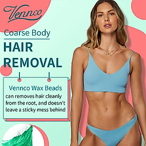 Vennco Waxing Kit, Wax Warmer Kit for Coarse Hair Removal, Hard Wax Kit with 14oz Wax Beads for Bikini Brazilian Legs Armpit Face Full Body for Women Man