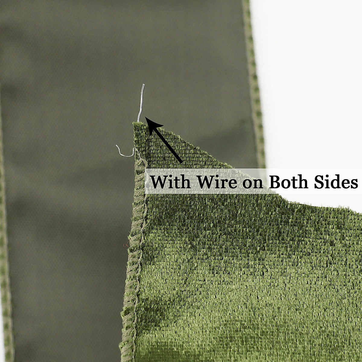 AIMUDI Olive Green Velvet Wired Ribbon 2.5 Inch Green Christmas Ribbon Wired Dark Moss Green Ribbon for Christmas Tree, Wreaths, Swags, Gift Wrapping, Garland, Holiday Crafts, Topper Bows - 10 Yards