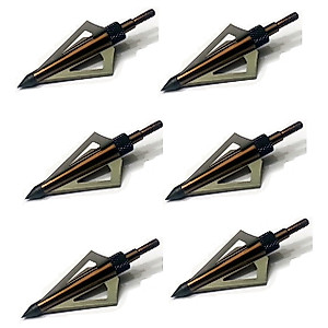 GPP 125 Grain Fixed Three Blade Broadheads, (6 Per Pack), Compatible with Crossbow and Compound Bow