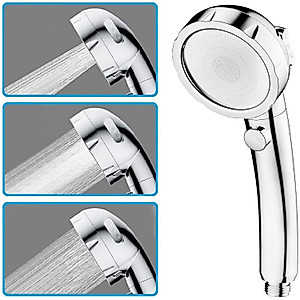 High Pressure Handheld Shower Head with ON/OFF Pause Switch - 3-Spray Settings Shower Heads,interface G1/2 (0.8 inches)(Handheld Shower Head)