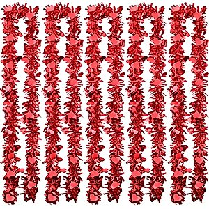 Bememo 78.74 Feet Valentine's Day Heart Tinsel Love Party Garland Glitter Hanging Decoration for Valentine Wedding Engagement Anniversary Party Supplies, Red