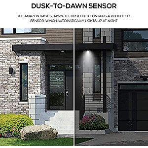 Amazon Basics PAR38 Dusk to Dawn Sensor LED Light Bulb, 120 Watt Equivalent, Energy Efficient 14W, E26 Standard Base, Daylight White 5000K, Non-Dimmable, 10,000 Hour Lifetime , 2-Pack