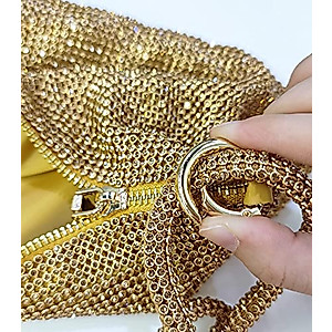 Rhinestone Hobo Bag for Women Chic Evening Handbag Shiny, Sparkly Crystal Handbag Shoulder Bags for Travel Vacation Party Proms Gifts (Gold)