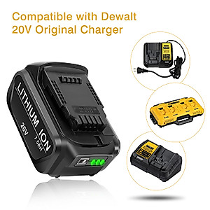Lipop Upgraded 2Pack 7.5Ah Replacement Battery for Dewalt 20V Batteries Lithium Max XR DCB200 DCB201 DCB203 DCB204 DCB206 DCB181 DCB180 Cordless Power Tools, Black