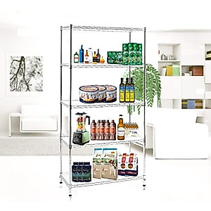 Catalina Creations Wire Shelving Rack，5-Shelf Storage Shelves, Chrome Metal Self, Heavy Duty Adjustable Steel Shelving Unit with 5-Shelf Liners for Garage, Kitchen, Office