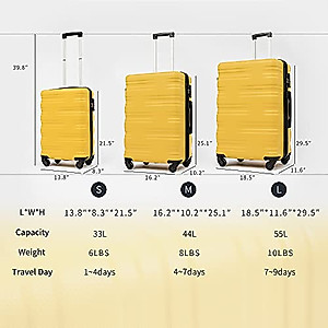 Merax Luggage Sets 3 piece Carry on Luggage Suitcase Sets of 3, Hard Case Luggage Sets Clearance Expandable
