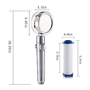 Handheld 360 Propeller Turbo Fan Shower Head, Turbocharged Hydro jet Tornado Shower Heads, High Pressure Vortex Hower Head, with 2 Filters and Adjustable water Pressure (Upgraded Rose Gold)