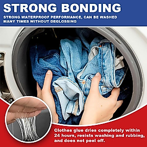 Fabric Glue, Fabric Glue Permanent, Fabric Glue for Clothing, 60ml Permanent Washable Fabric Clear Glue for Clothing Patches Tear Mender for All Fabrics Clothes Leather Cotton Flannel Denim Polyester