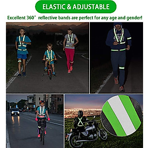 Reflective Vest, Reflective Glow Belt with 2Pack Reflector Armbands, Adjustable Elastic Safety Vest Outdoor Reflective Belt High Visibility, Ultralight & Comfy for Running, Jogging, Walking, Cycling,