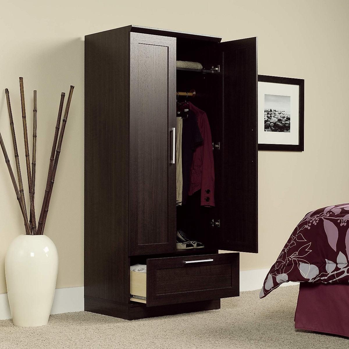 Sauder HomePlus Wardrobe, L: 28.98" x W: 20.95" x H: 71.18", Dakota Oak finish
