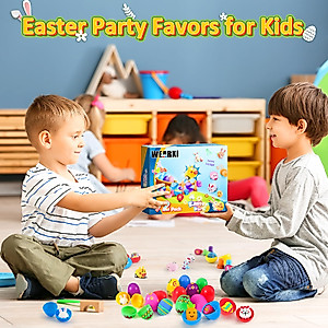 WEARXI 92PCS Easter Eggs Fillers, Easter Basket Stuffers, Plastic Easter Eggs, Easter Baskets for Kids Easter Eggs Filled, Filled Easter Eggs with Toys, Easter Party Favors, Easter Gifts for Kids