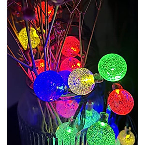 SPLOcolor Solar String Lights Outdoor, 20ft Waterproof 30 LEDs 8 Modes Crystal Globe Solar String Fairy Lights Backyard Patio Christmas Lights for Holiday Party Gardens Backyard Wedding (Multicolor)