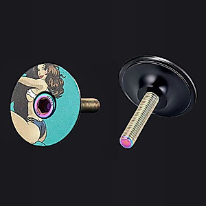 ALEOED 1 1/8 Inch Bike Headset Top Cap Front Fork Stem Top Cover Bowl Aluminum Alloy with Titanium Bolts for MTB Road Bicycle