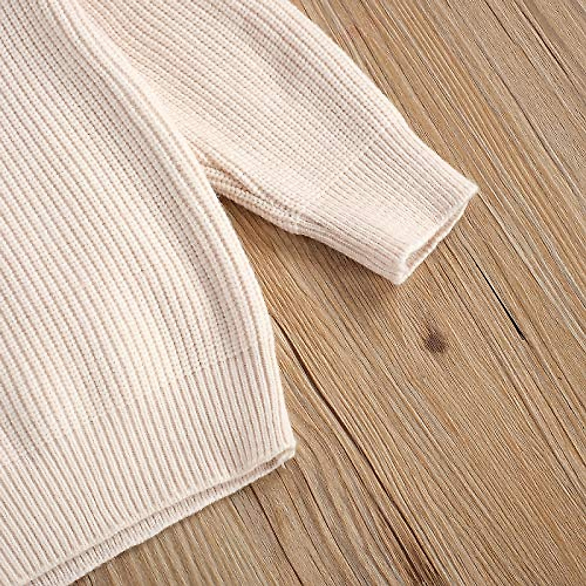 Toddler Baby Girl Boy Knitted Sweater Long Sleeve Solid Color Pullover Crewneck Sweatshirt Top Fall Winter Clothes (Beige, 2-3T)
