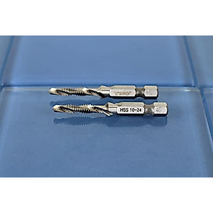 TEMO 2 pc 10-24 Combination Drill and Tap Multi Use Deburr Countersink Hex Bit