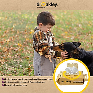 Dr. Oakley Daily Natural Dog Wipes, Honey & Oatmeal, 100 Ct, Gentle, Moisturizing, Odor-Eliminating, Alcohol-Free, Vet Approved