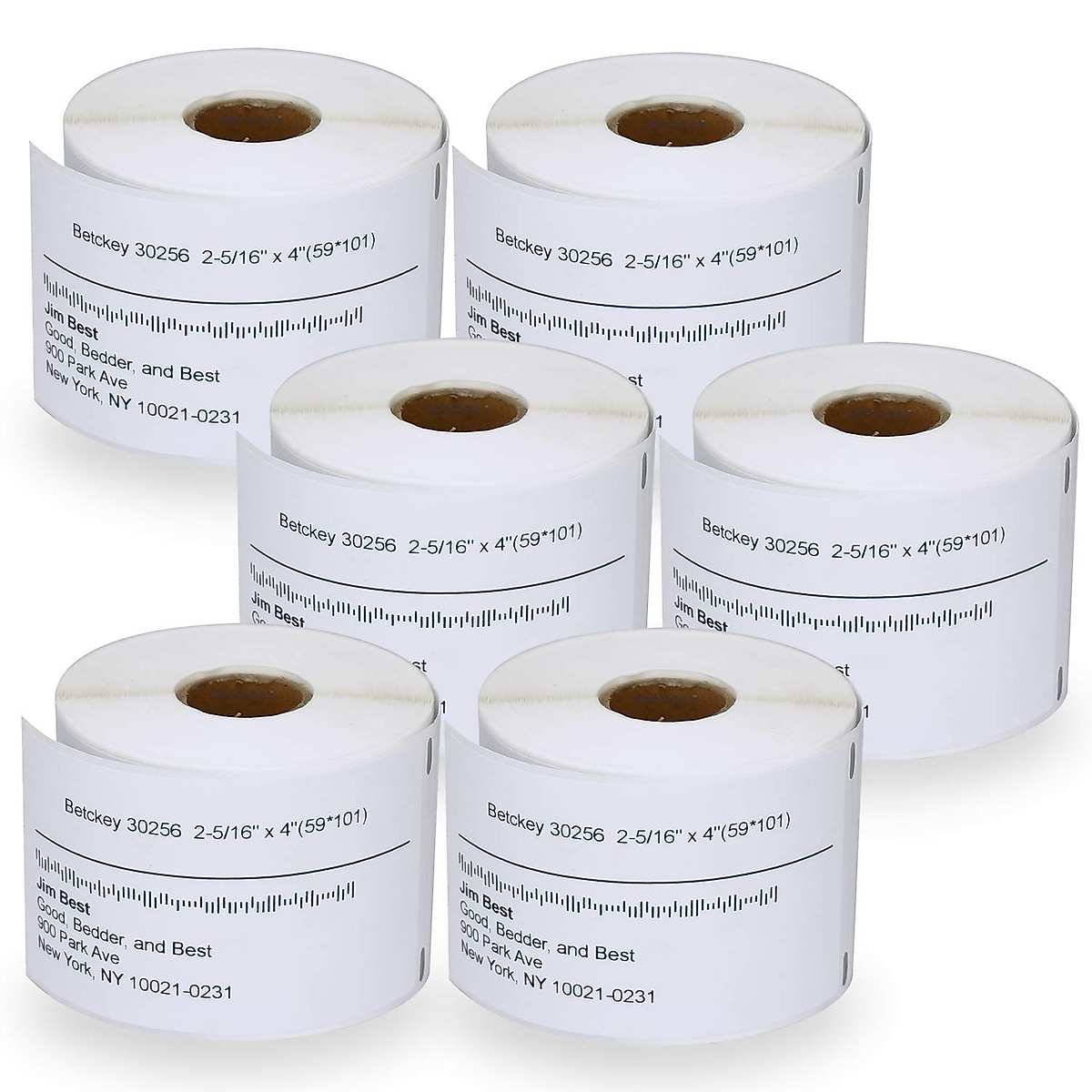 BETCKEY - Compatible DYMO 30256 (2-5/16" x 4" Removable) Shipping Labels - Compatible with Rollo, DYMO Labelwriter 450, 4XL & Zebra Desktop Printers[6 Rolls/1800 Labels]