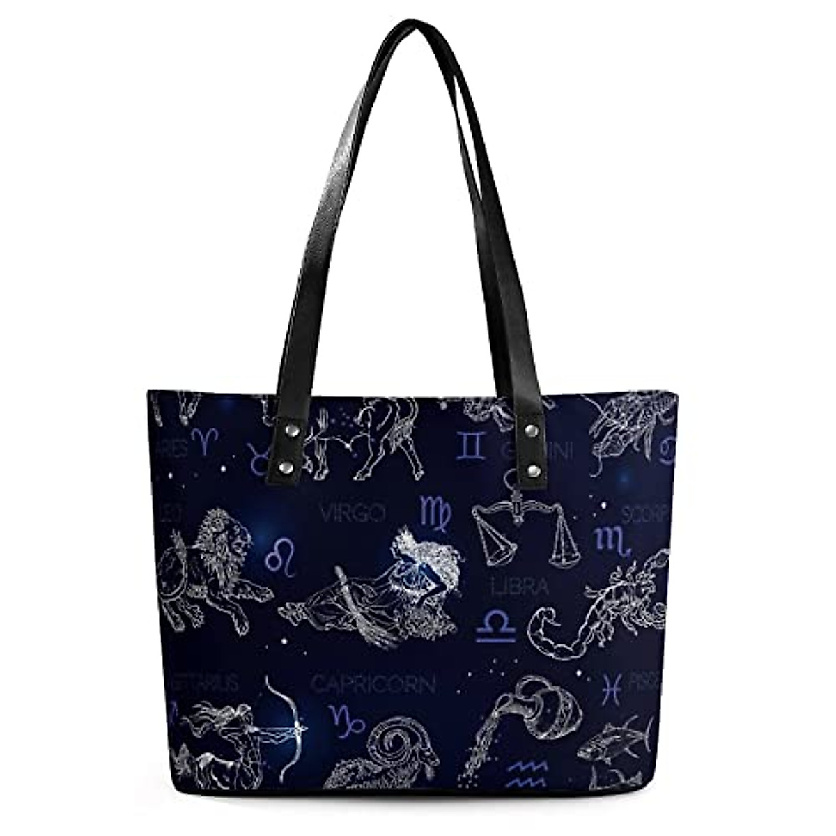 Womens Handbag Constellations Leather Tote Bag Top Handle Satchel Bags For Lady