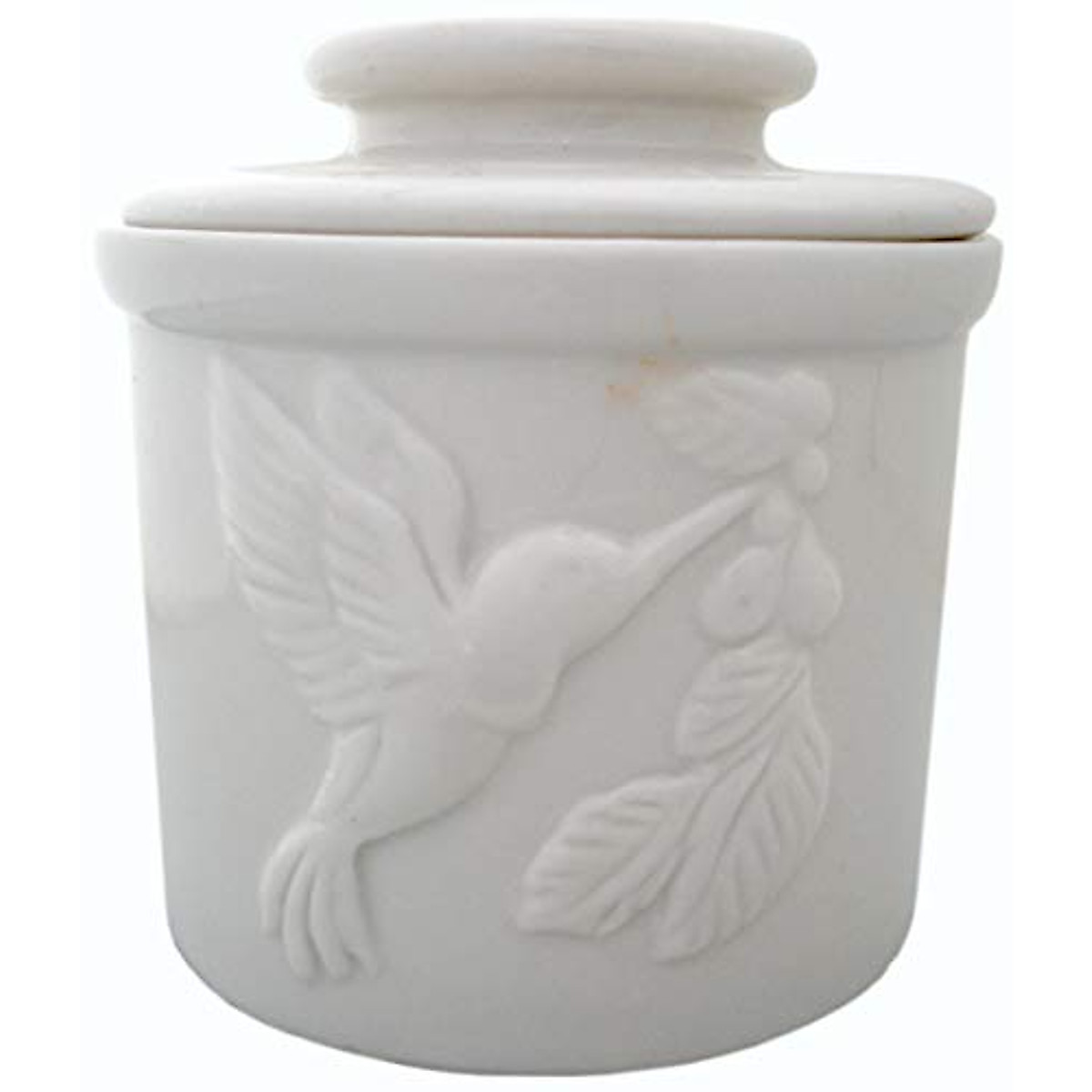 JBK Pottery Ceramic Butter Crock with Lid, French Butter Dish for Counter, Non-Toxic Butter Keeper for Fresh, Spreadable Butter – White