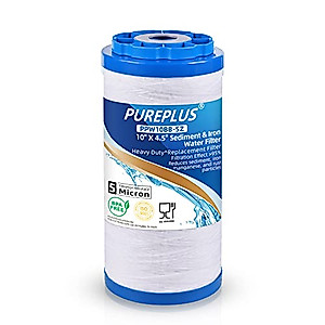 PUREPLUS 10"×4.5" String Wound Sediment Filter Compound With Iron Reducing Filter,Compatible With Whole House Water Filtration System For Well Water, 1Pack