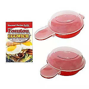 FOSUTOU Microwave egg cooker, 2 sets egg cooking tool making TWO eggwich one time perfectly within just one minute with gourmet recipe included