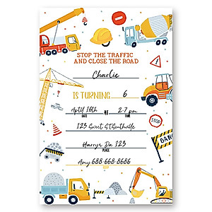 LoaHak Transportation Birthday Invitations, Transportation Birthday Party Invitation, Transportation Theme Birthday Party Invitation Cards. (072)