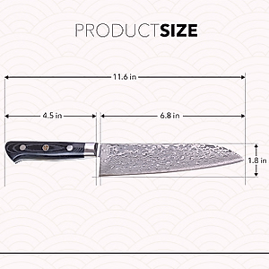 JCK Original Kagayaki Japanese Chef’s Knife, KGR-2 Professional Santoku Knife, Traditional Hammer Forged R-2 Damascus Steel with Ergonomic Linen Micarta Handle, 6.8 inch