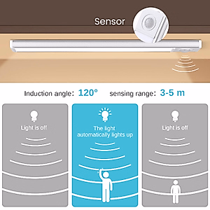 Firelex 2 Pack Under Cabinet Lights - 15.7 Inches Wireless Under Cabinet Lighting Motion Sensor Closet Lights Under Counter Lights for Kitchen 3 Colors Dimmable Magnetic Cabinet Lights for Bedroom