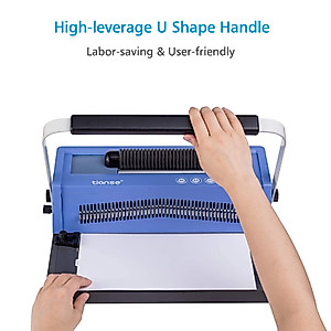 TIANSE Spiral Coil Binding Machine, Manual Book Maker Punch Binder with Electric Coil Inserter, Disengaging pins, Adjustable Side Margin, Comes with 100pcs 5/16'' Plastic Coil Binding Spines & Plier