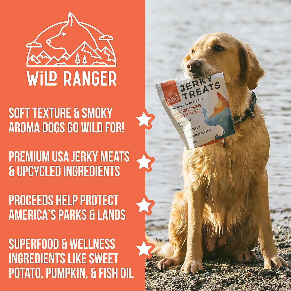 Wild Nature Chicken Jerky for Dogs Sticks | Made in The USA Only | Healthy, All-Natural Chicken Jerky Dog Treats | High Protein, Soft Dog Jerky Treats | Grain Free Superfoods | Perfect Training Treats