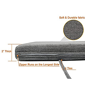 Loveboat Washable Bench Cushion, Non-Slip Bench Pad for Shoe Storage, Window, Piano, Dining 30"x14"x2" Dark Grey