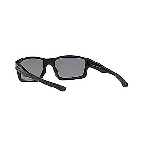 Oakley Men's OO9247 Chainlink Rectangular Sunglasses, Matte Black/Grey Polarized, 57 mm