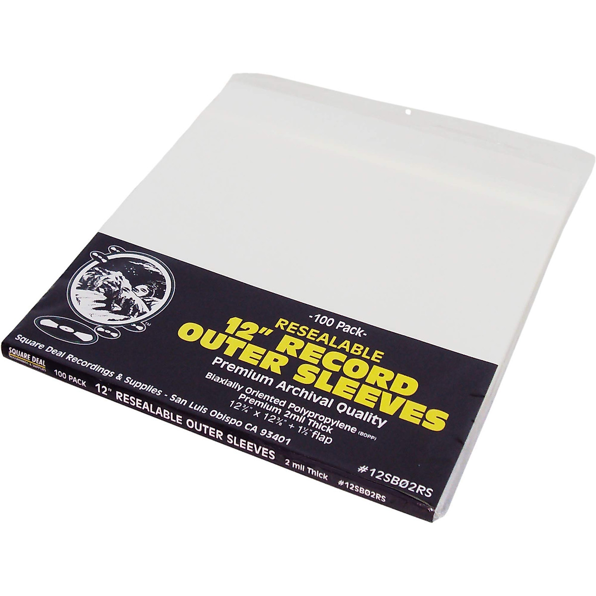 (500) 12" Resealable Record Outer Sleeves - Super Clear Premium 2 Mil Thick Archival Quality BOPP - 12-3/4" x 12-3/8" + 1-1/2" Flap