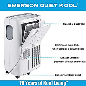 Emerson Quiet Kool 7,800 BTU Portable Air Conditioner with Remote Control, For Rooms up to 350 Sq. Ft.