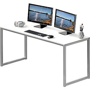 SHW Mission 55-Inch Home Office Computer Desk, White