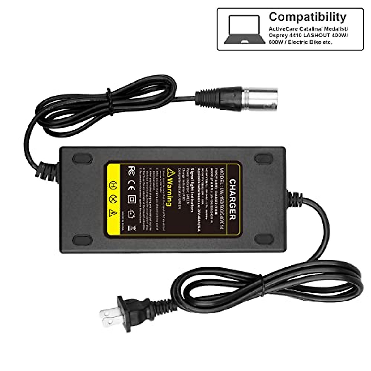 Fancy Buying New 24V 5A Battery Charger for Electric Bike, Wheelchair, Mobility EA1065, S150 180 X-CEL, Jazzy 1107,1121, 1121 HD, 614, 614 HD Smart Automatic with 3-Pin Male XLR Connector