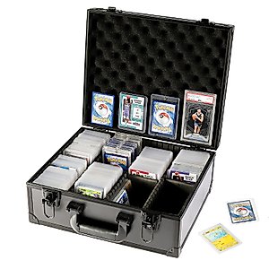 Azamou Toploaders Storage Box fits 3" x 4" 35pt Rigid Card, Trading Cards, Sports Cards，Graded Card ，Rating card， 7 DIY Sponge partition (Holds 600+ Toploaders)