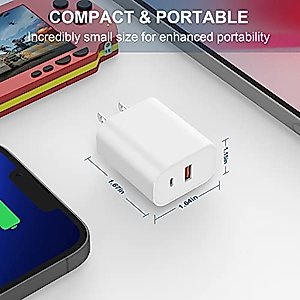 [Apple MFi Certified] iPhone Fast Charger, 20W PD + QC 3.0 Dual Port USB C Wall Charger Plug with 10FT Extra Long USB C to Lightning Fast Charging Data Sync Cord for iPhone 13 12 11 XS XR X 8 iPad