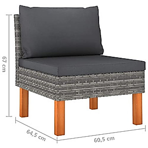4-Seater Patio Sofa with Cushion | 4 Piece Garden Sofa | Outdoor Patio Couch | Rattan Bench Couch for Outside Balcony, Deck, Porch, Backyard and Poolside | Anthracite Cushion and Gray Poly Rattan