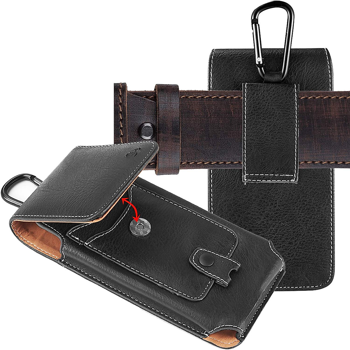 Smartphone Belt Holster Bag for iPhone 16 Pro, 16 Plus, 15 Plus, 16, 15 Pro Max, 15, 14 Pro, 14 Plus, 14 Pro Max, 13 Pro Max