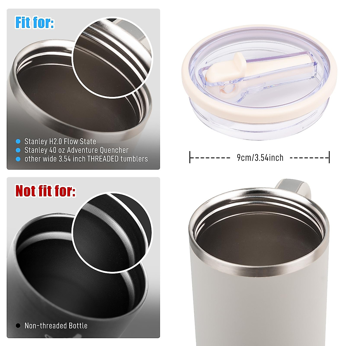 2 Pack 40 oz Tumbler Flip Straw Lid Compatible with Stanley Cup 40oz Tumbler Tumbler Cover Compatible with Stanley Cup Quencher Straw Cover Compatible with Stanley 40 Oz Tumbler Accessories