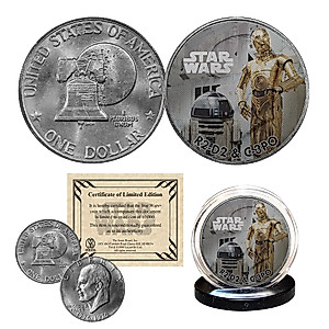 R2-D2 / C-3PO - Star Wars Officially Licensed 1976 Eisenhower IKE Dollar Coin