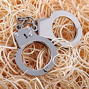 Warmtree 2 Pcs Mini Handcuffs Metal Keychain Keyring, Silver