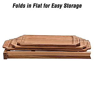 KADAR Wood Tiered Serving Tray, 3 Tier Serving Platter Stand, Party Serving Dishes Trays and Platters-3 Trays of Max Length 20” and 6.5” Width, Made of Acacia Wood