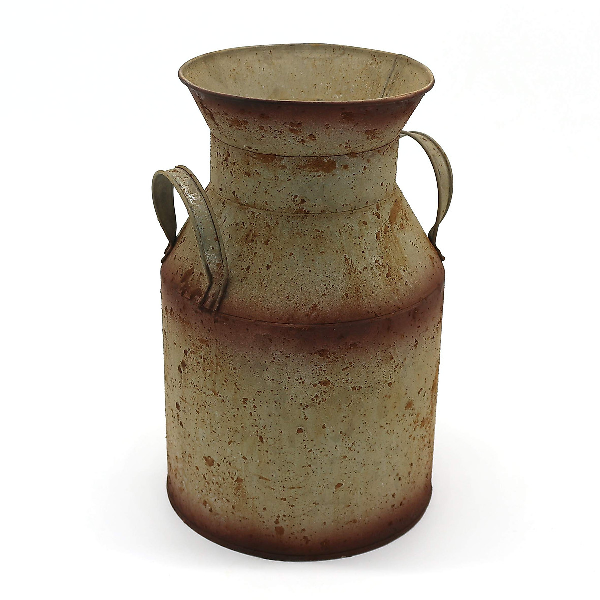 CVHOMEDECO. Farmhouse Galvanized Metal Milk Can, Old Rustic Primitives Jug Vase for Home and Garden Décor. Grey