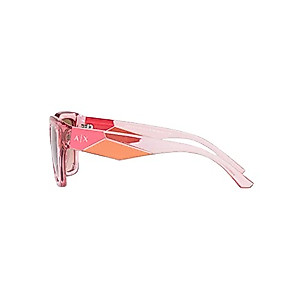 A|X ARMANI EXCHANGE Women's AX4125SU Universal Fit Rectangular Sunglasses, Shiny Transparent Pink/Pink Gradient Grey, 54 mm