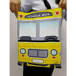 STARTERY Cotton Blend Canvas Tote Shoulder Bag Recycle Womens Handbags with Yellow Buses