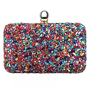 Simcat Women Multicolor Clutch Evening Handbag Shiny Glitter Evening Clutch for Wedding Party Prom (Multi-colored)