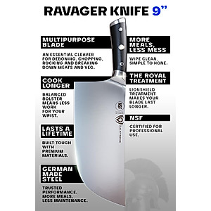 Dalstrong Meat Cleaver Knife-9"- Gladiator Series-'The Ravager'-Heavy Duty Butcher Kitchen Knife Gift-Forged High Carbon German Steel-BBQ, Meat Knife-w/Sheath-NSF Certified